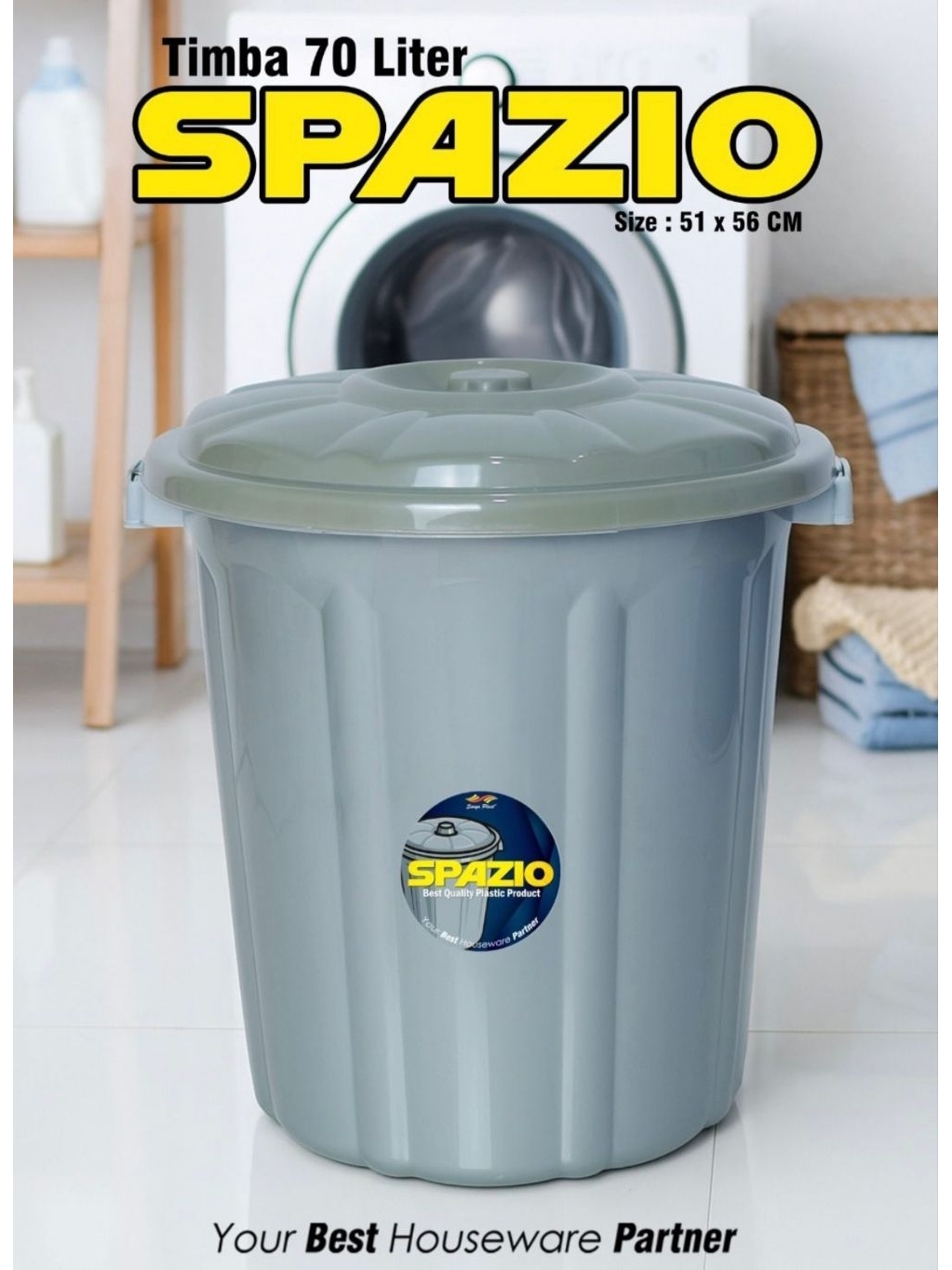 Jual Timba Air Jumbo Plastik Tebal + Tutup Spazio Surya Plast 70 Liter ...