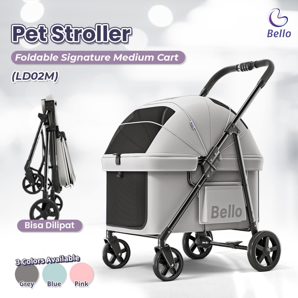 Jual BELLO Pet Stroller Foldable Signature Medium Cart LD02M | Shopee ...
