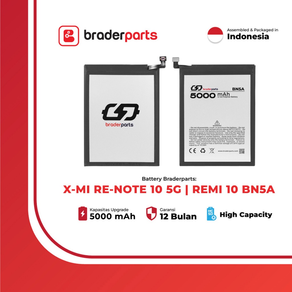Jual Braderparts Baterai Battery Batre BN5A for Xiaomi Redmi Note 10 5G ...