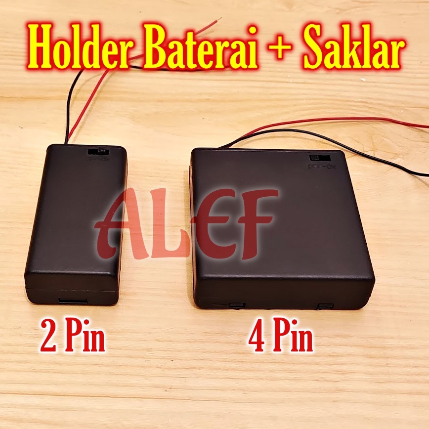 Jual Baterai holder 2 pin 4 pin a2 on off tempat baterai AA case box ...