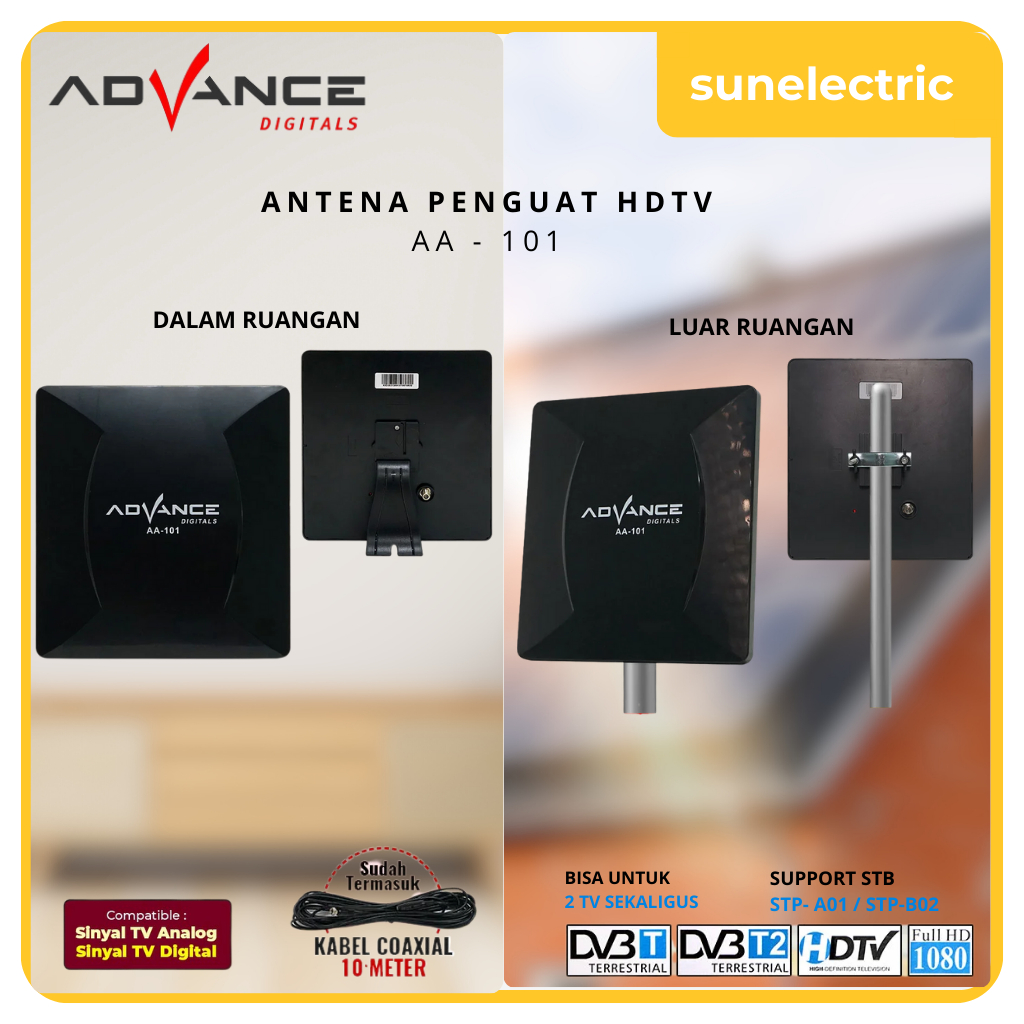 Jual Advance AA-101 Antena Indoor Outdoor Digital Analog Dalam DVB-T2 ...