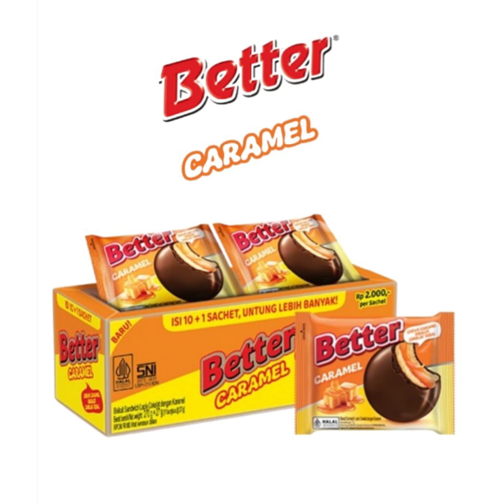Jual Better Biskuit Caramel Berlapis Cokelat 1 Kotak Isi 10 + 1 Biscuit ...