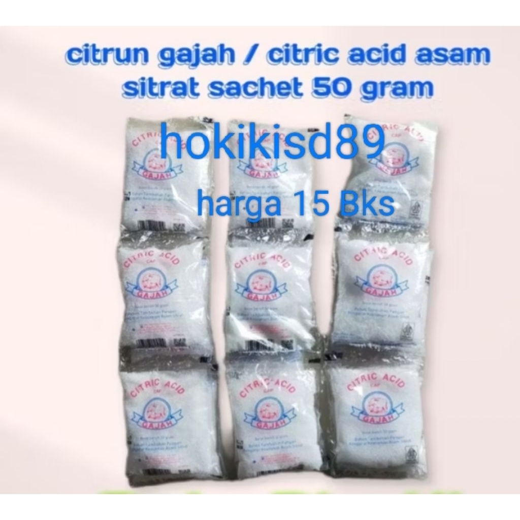 Jual CITRUN GAJAH / CITRUN ACID ASAM SITRAT SACHET ISI 50 GRAM. (15 Bks ...