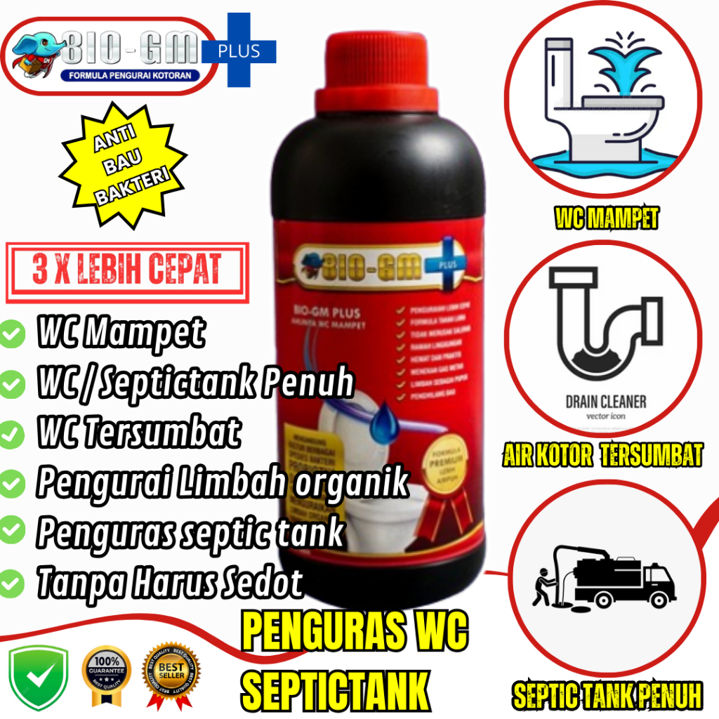 Jual Obat Penguras WC Mampet Sepiteng Penuh Luber Bio GM Plus Pengurai ...