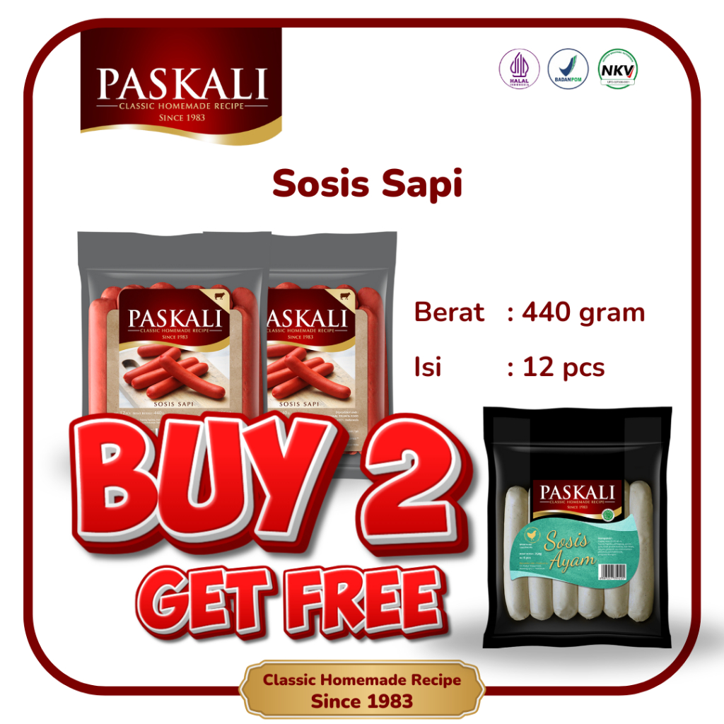 Jual Sosis Sapi Paskali 440 Gram Isi 12 Pcs | Shopee Indonesia