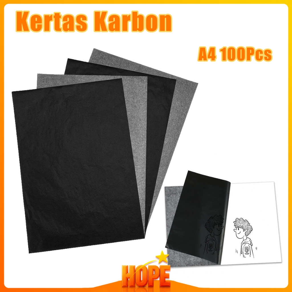 Jual 100 Pcs A4 Kertas Karbon Jiplak Hitam Kertas Carbon Paper Single ...