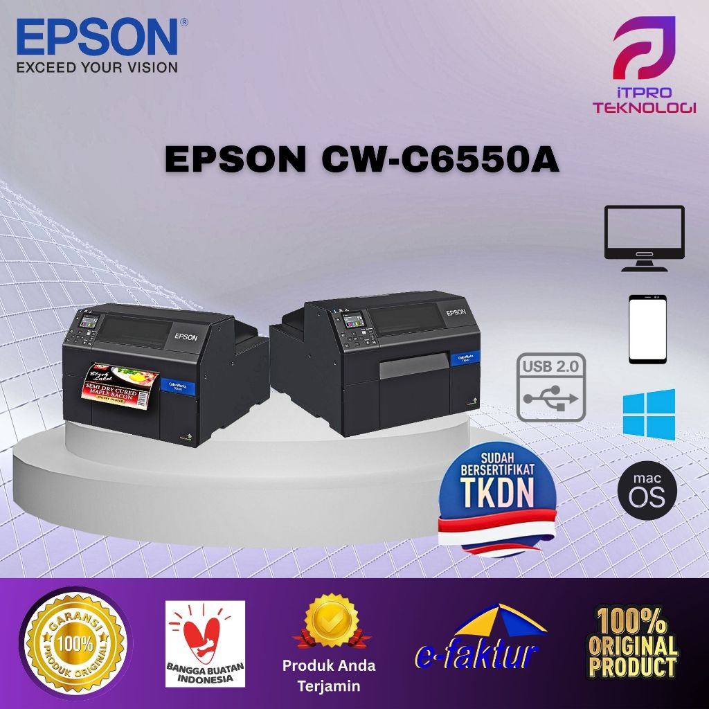Jual Epson Printer ColorWorks CW-C6550A Colour Label Printer with Auto ...
