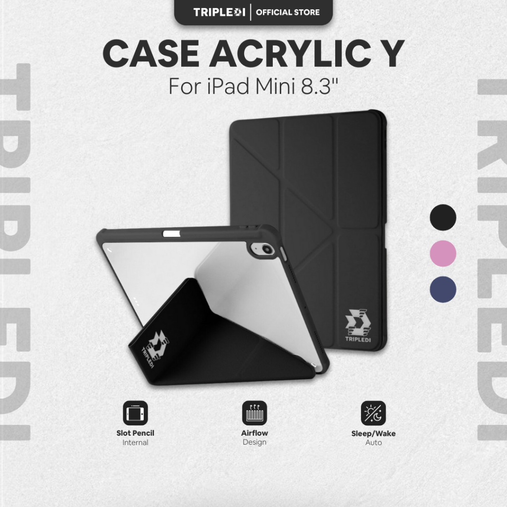 Jual TRIPLEDI Case Acrylic Fold Y For iPad Mini 8.3 inch Gen 6 7 2021 ...