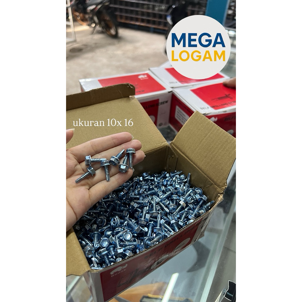 Jual Sekrup Baja Ringan 10x16 & 10x19 isi 100pcs - Baut Seng / Sekrup ...