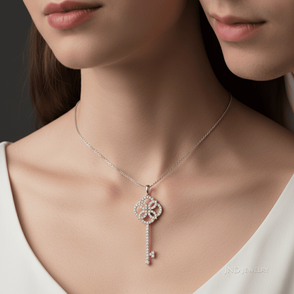 Jual Kalung Liontin Kunci Berlian Mewah – Diamond Key Pendant Elegan, 3 ...