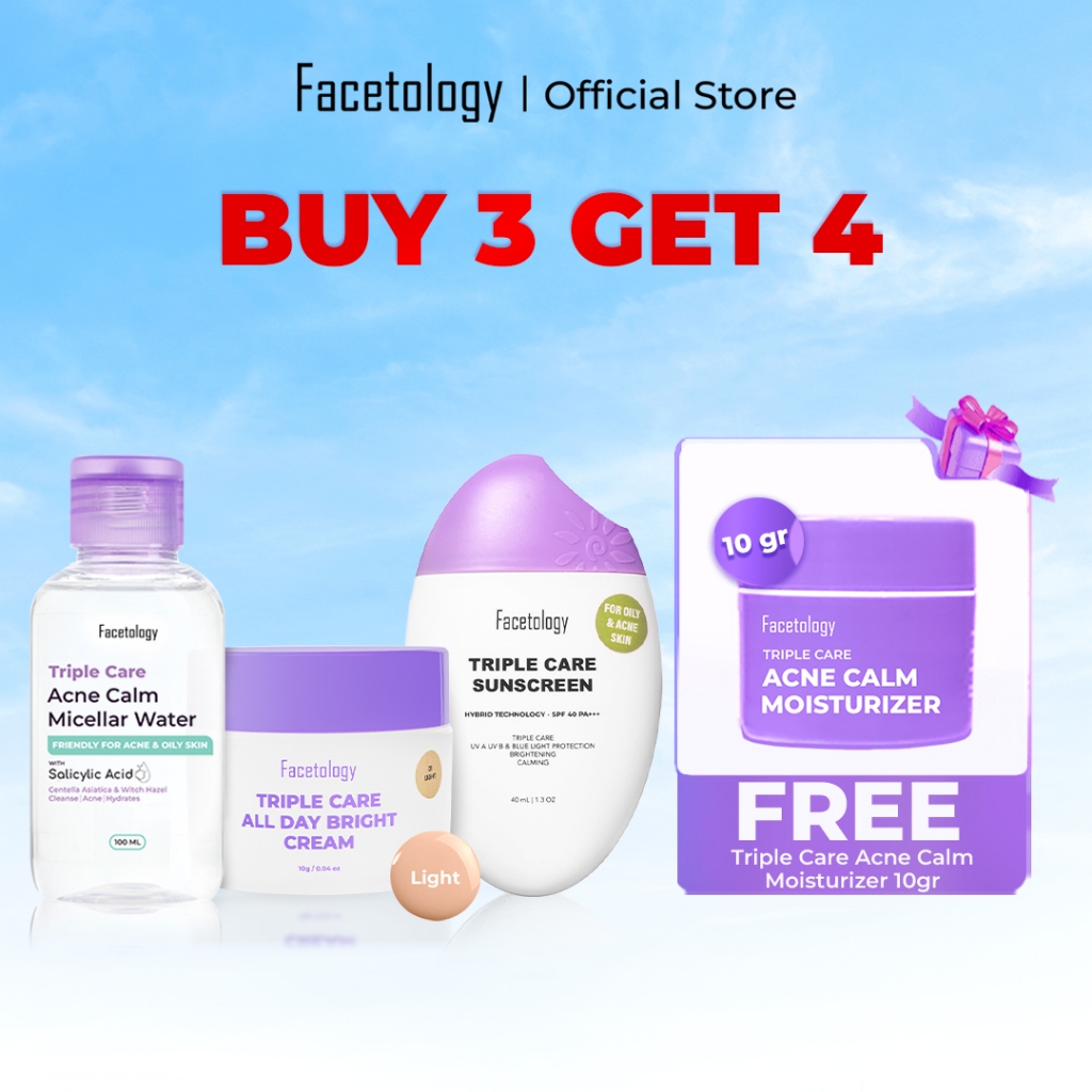 Jual [Free Acne Calm Moist 10ml Pot] Facetology Bundling Triple Care ...