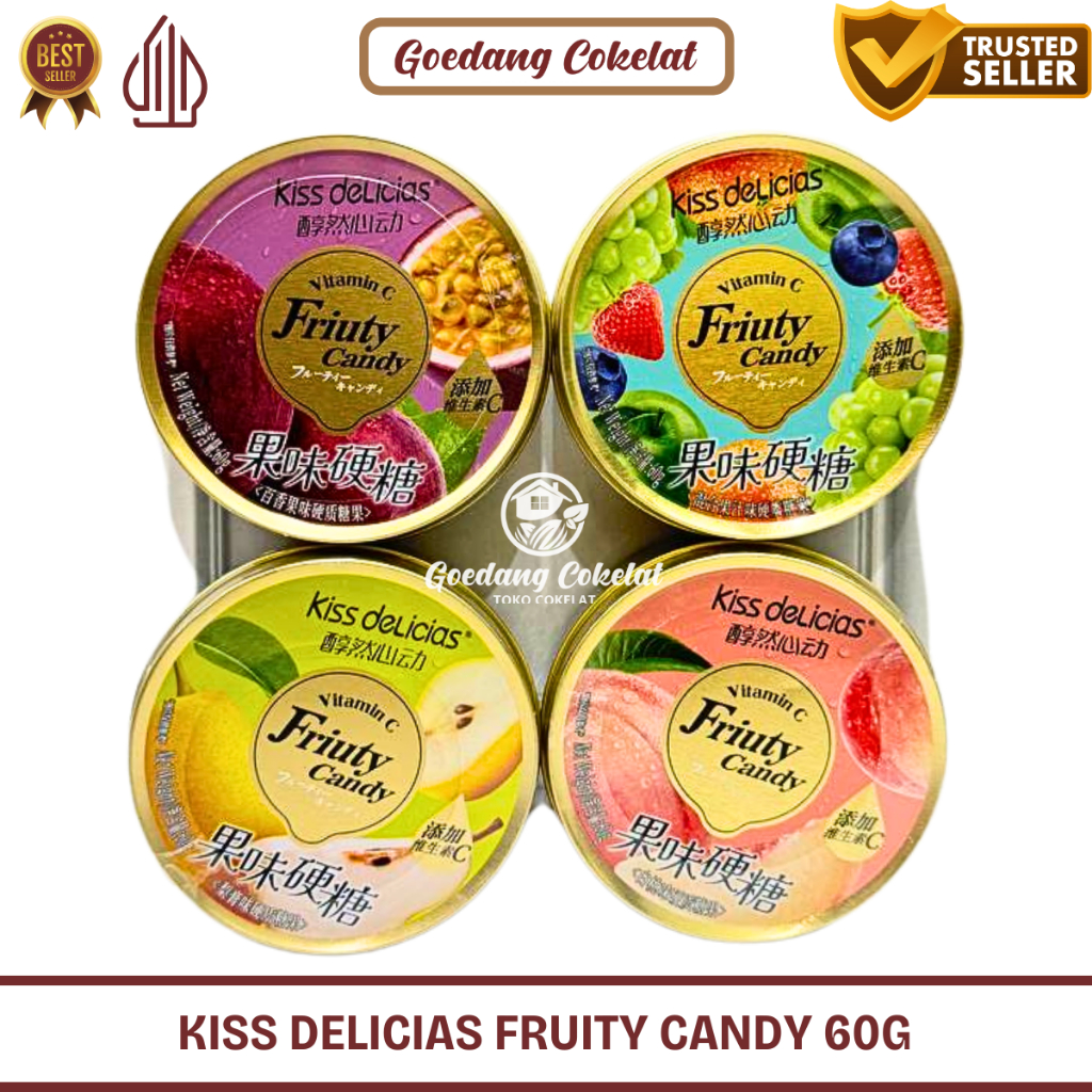 Jual Permen Buah KISS DELICIAS Fruity Candy 60g Aneka Rasa Buah Manis ...
