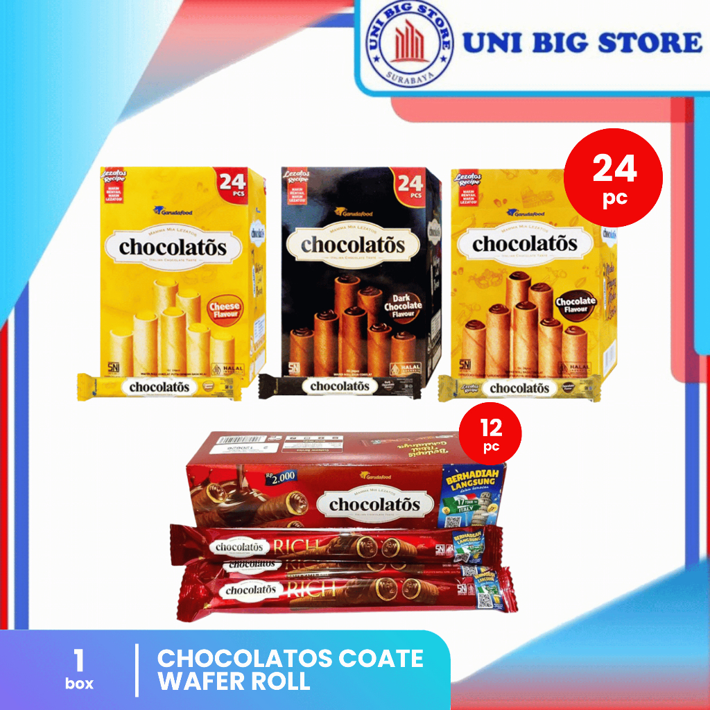 Jual Chocolatos Wafer Stick Roll Dark Coklat | Chocolate | Cheese Keju ...