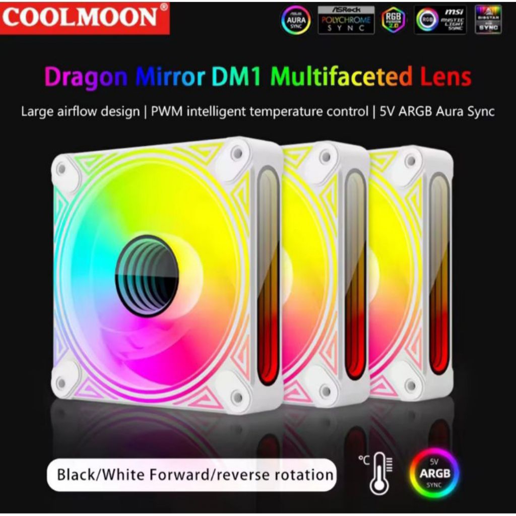 Jual Fan / Kipas 12cm Coolmoon DM1 Dragon Mirror Argb Pwm Casing PC ...