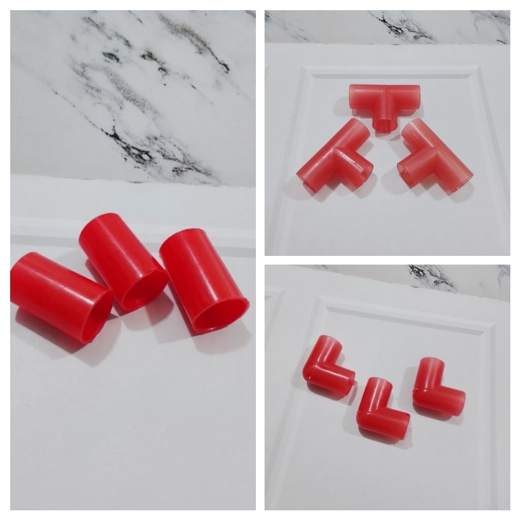 Jual SAMBUNGAN PIPA AQUARIUM // BAHAN PLASTIK // KENI PIPA MERAH ( L, T ...