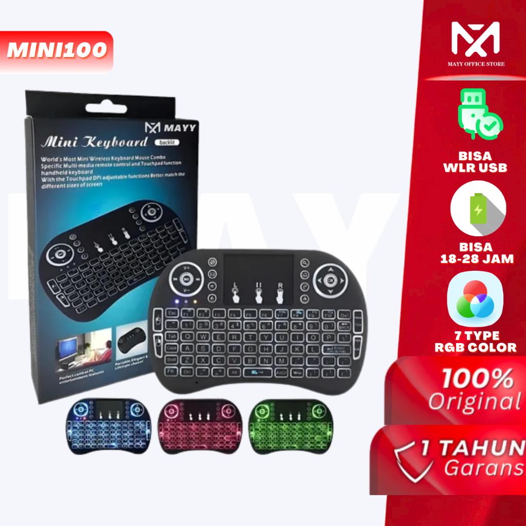 Jual Mayy official id Keyboard Wireless mini i8 RGB Backlit Colorful ...
