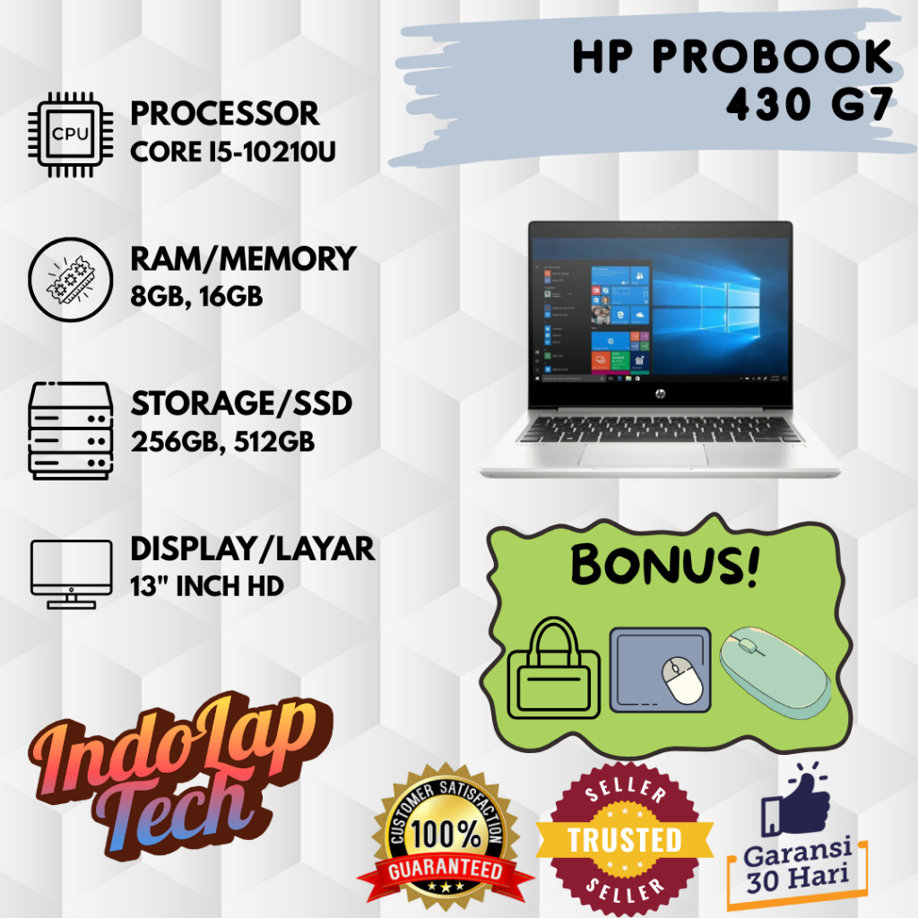 Jual HP ProBook 430 G7 Intel Core i3/i5-10Gen Layar 13 Inch HD RAM 8GB ...
