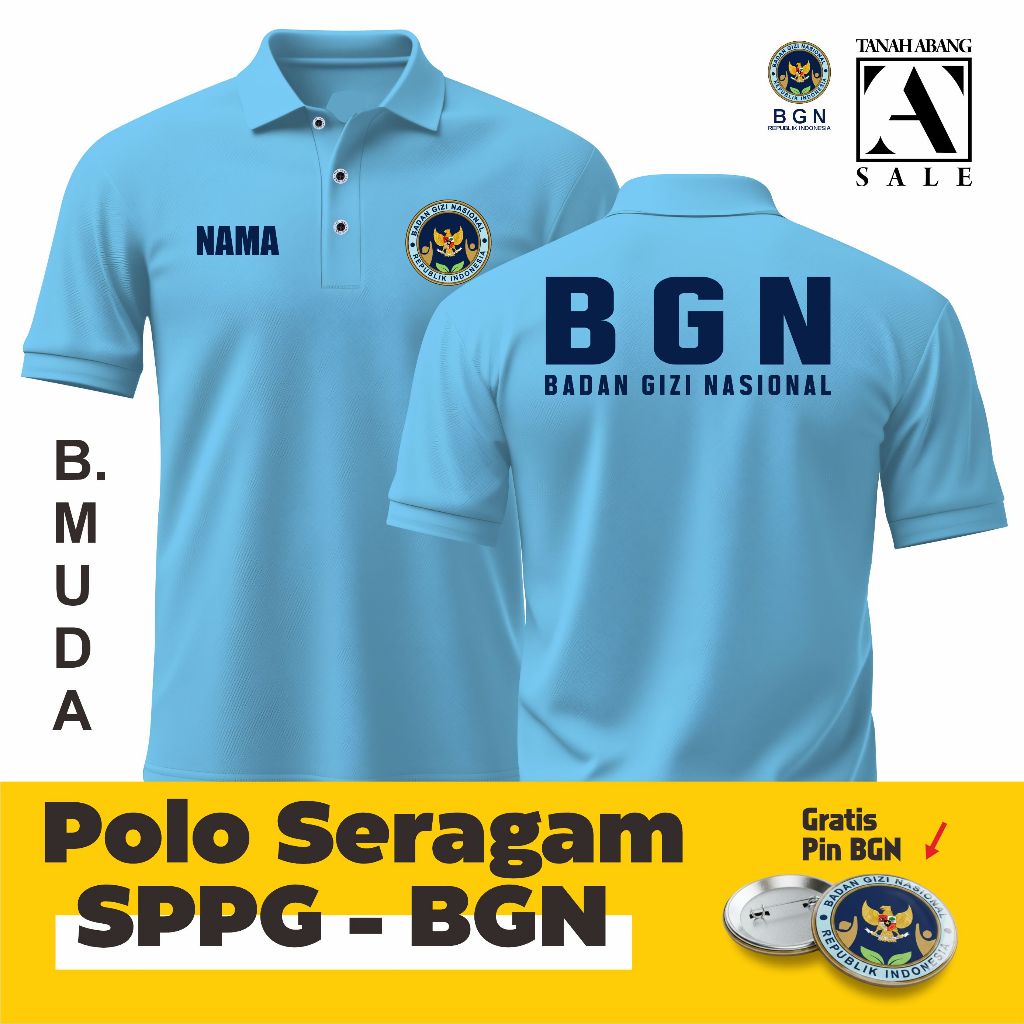 Jual KAOS POLO KERAH BGN BAGAN GIZI NASIONAL BISA SATUAN KUALITAS ...