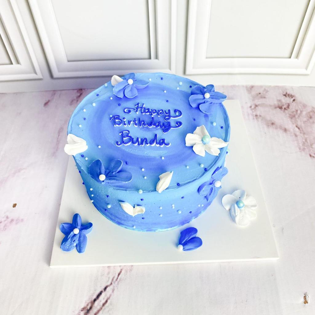 Jual Kue Ulang Tahun/Birthday Cake/Kue Ultah Tema Blue/Flower cake/Kue ...