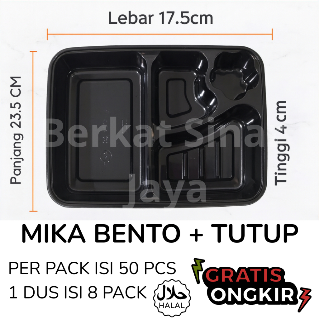 Jual Kotak Makan Mika Sekat 4 Isi 50 Pcs – Wadah Bekal & Catering Food ...