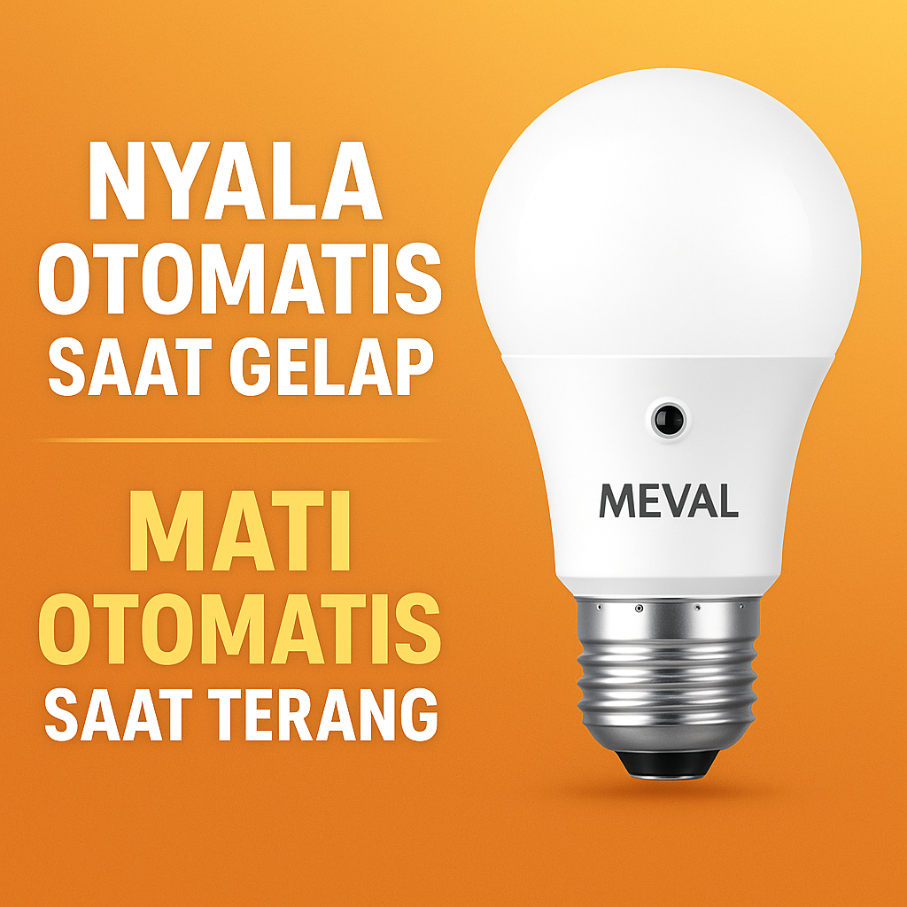 Jual Lampu LED Sensor Cahaya MEVAL 5W 9W 11W 30W – Auto On Off Otomatis ...
