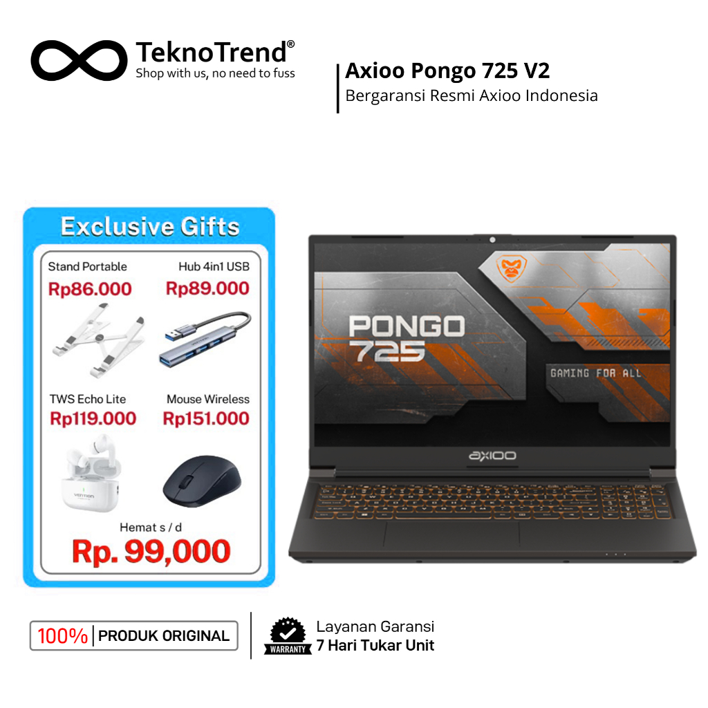 Jual Axioo Pongo 725 V2 intel Core i7-13620H 16GB 512GB RTX 2050 15.6 ...