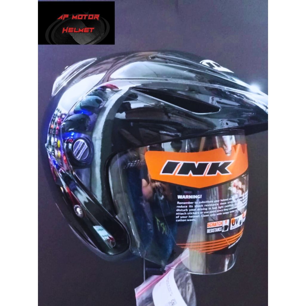 Jual HELM INK CX 22 SPORT B SOLID BLACK /INK TOPI HITAM/HALF FACE ...