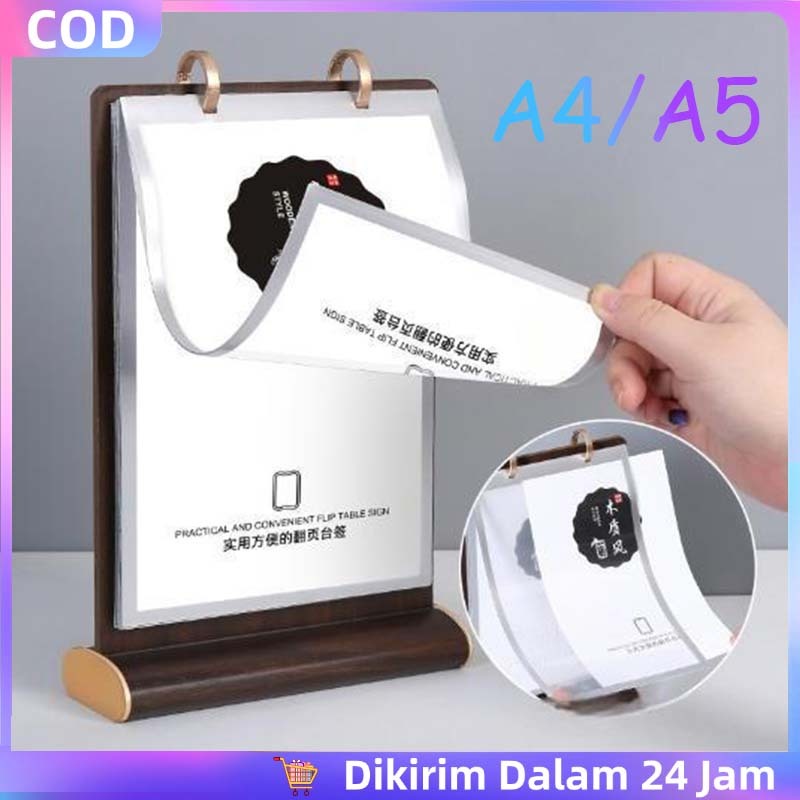 Jual Stand Menu Meja Kayu Stand Gantungan Menu Kayu Kayu Kenari A4/A5 ...
