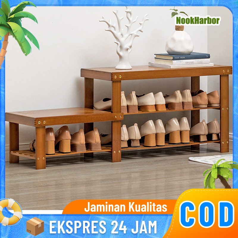 Jual Rak Sepatu + Bangku 2in1 dari Bambu Alami - Desain Tertutup ...