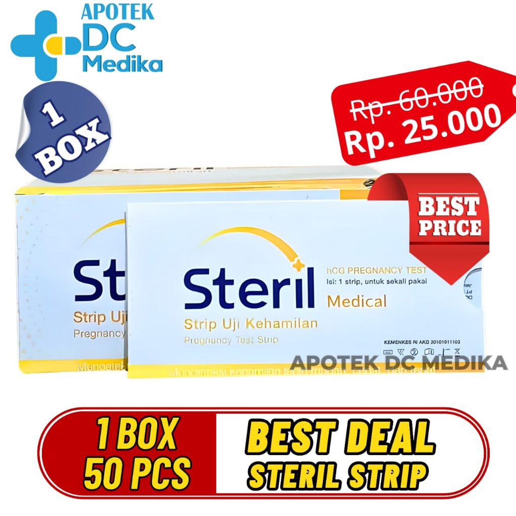 Jual Steril Strip 1 Box (50 Pcs) ED 01/26, JANUARI 2026, Strip Uji ...