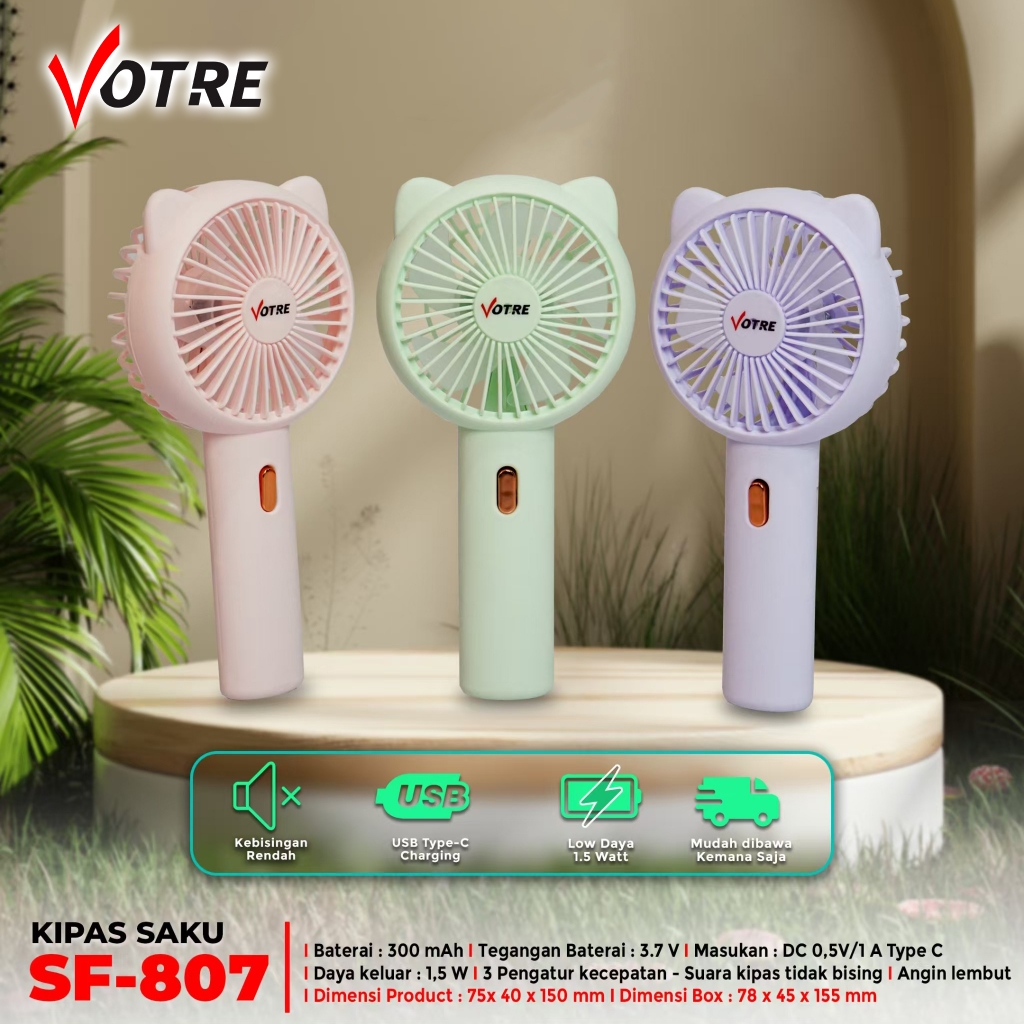 Jual Kipas Angin Mini Votre SF-807 kipas Genggam Mini Fan 3 Speeds Type ...