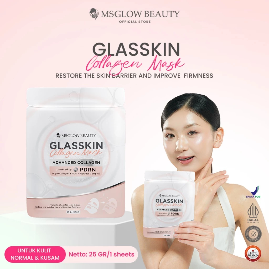 Jual MS GLOW Sheet Mask - GLASSKIN COLLAGEN MASK PDRN Terbaru | Shopee ...