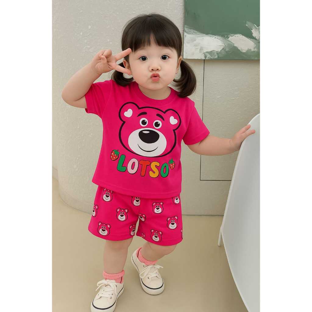 Jual setelan baju anak perempuan usia 3-10 tahun karakter lotso model ...