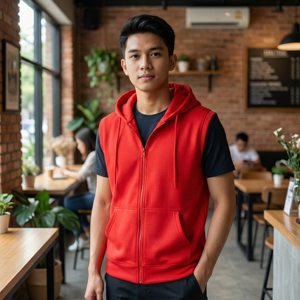 Jual Jaket Rompi Vest Zipper Merah Bahan Fleece bisa Sablon Custom ...