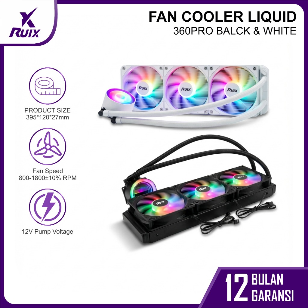 Jual Fan Cooler 240/360 Pro Fixed Color Black CPU Liquid Gaming PC RGB ...