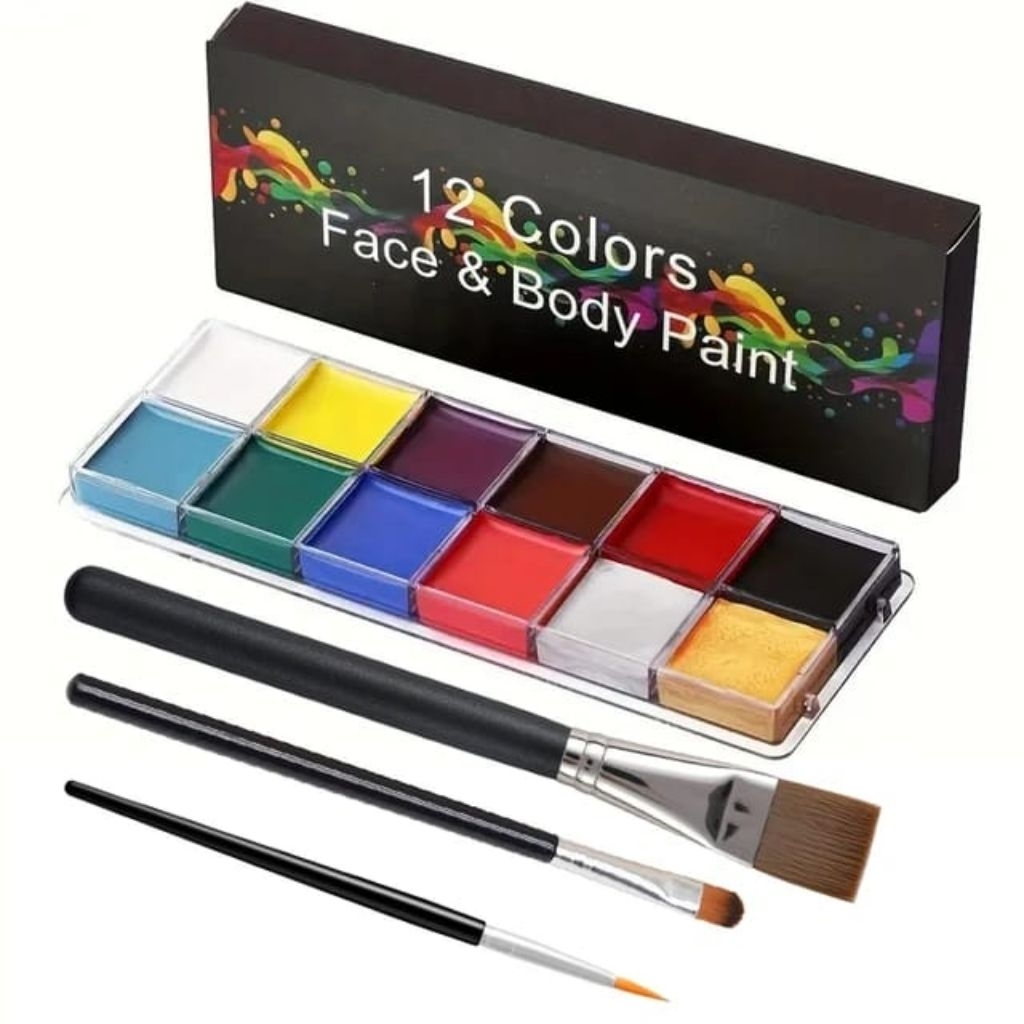 Jual Face Body Painting Art 12 Warna Cat Wajah Free 2 Kuas Face ...