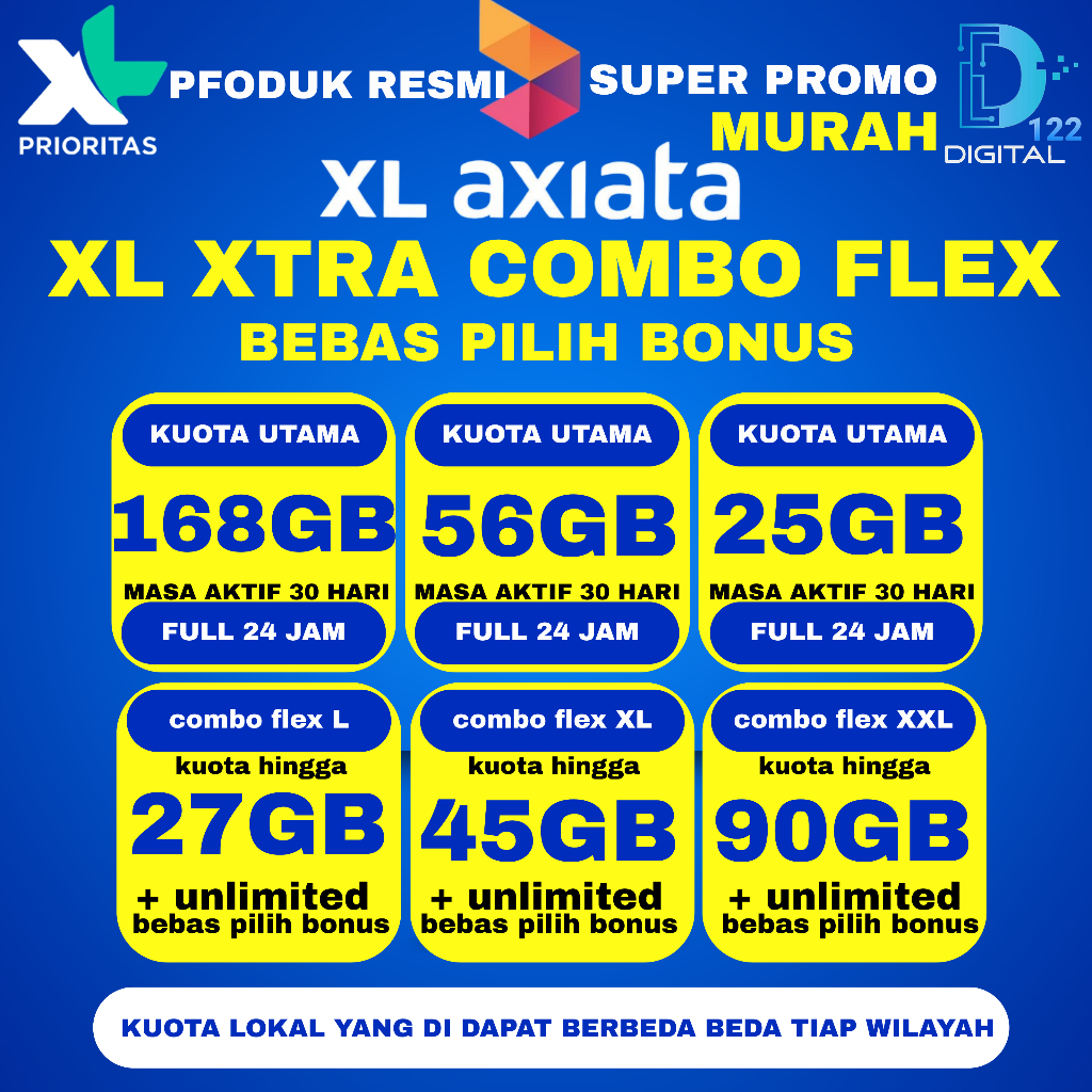 Jual PROMO KUOTA XL AXIATA XTRA COMBO FLEX BEBAS PUAS NASIONAL FULL ...
