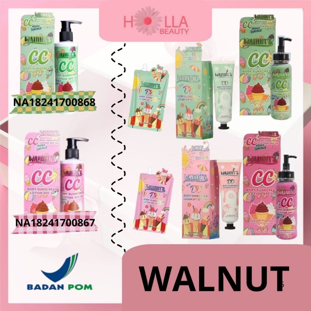 Jual Walnut's CC & DD Body Sunscreen Lotion Waterproof | Shopee Indonesia