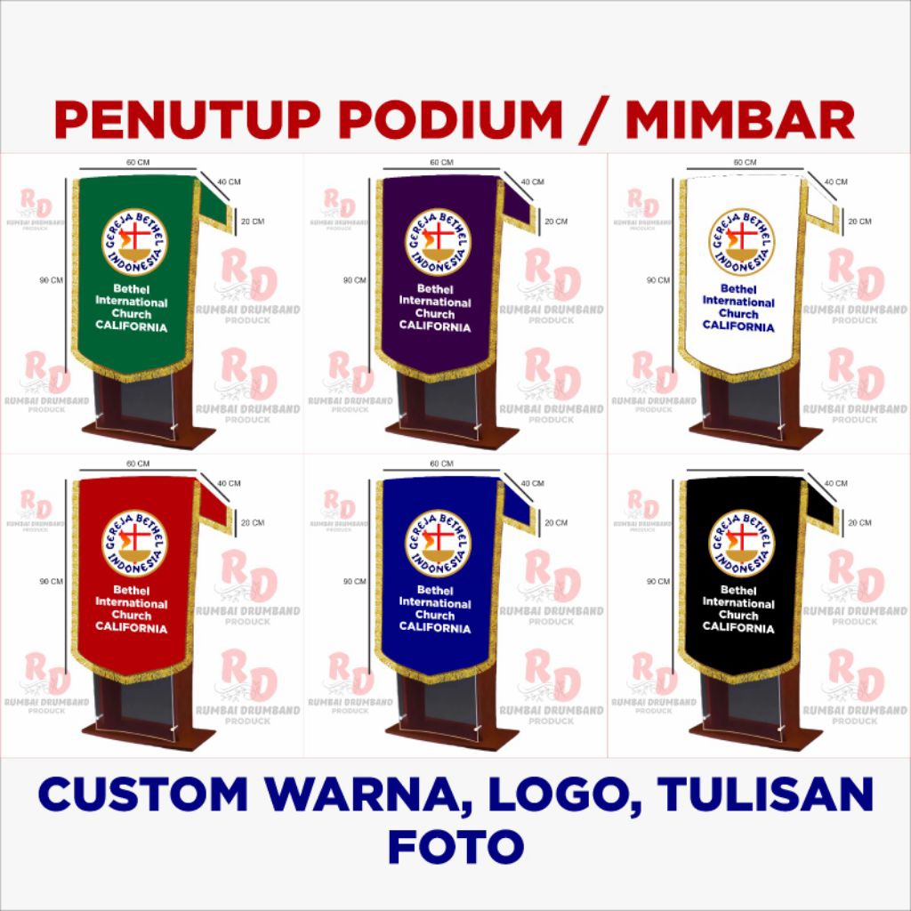 Jual KAIN PENUTUP PODIUM/MIMBAR CUSTOM LOGO, TULISAN, UKURAN DAN WARNA ...