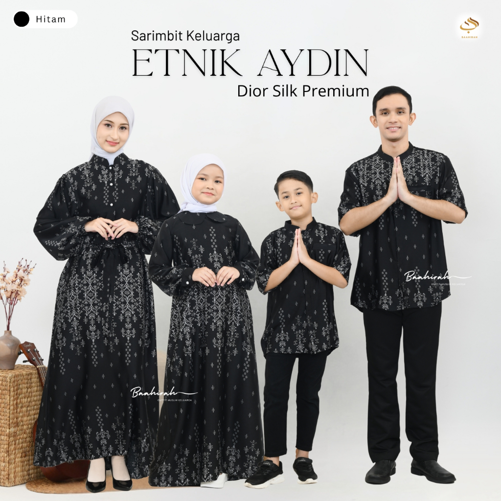 Jual Sarimbit Keluarga 2026 Hitam Motif Etnik Couple Ayah Ibu Anak Set ...