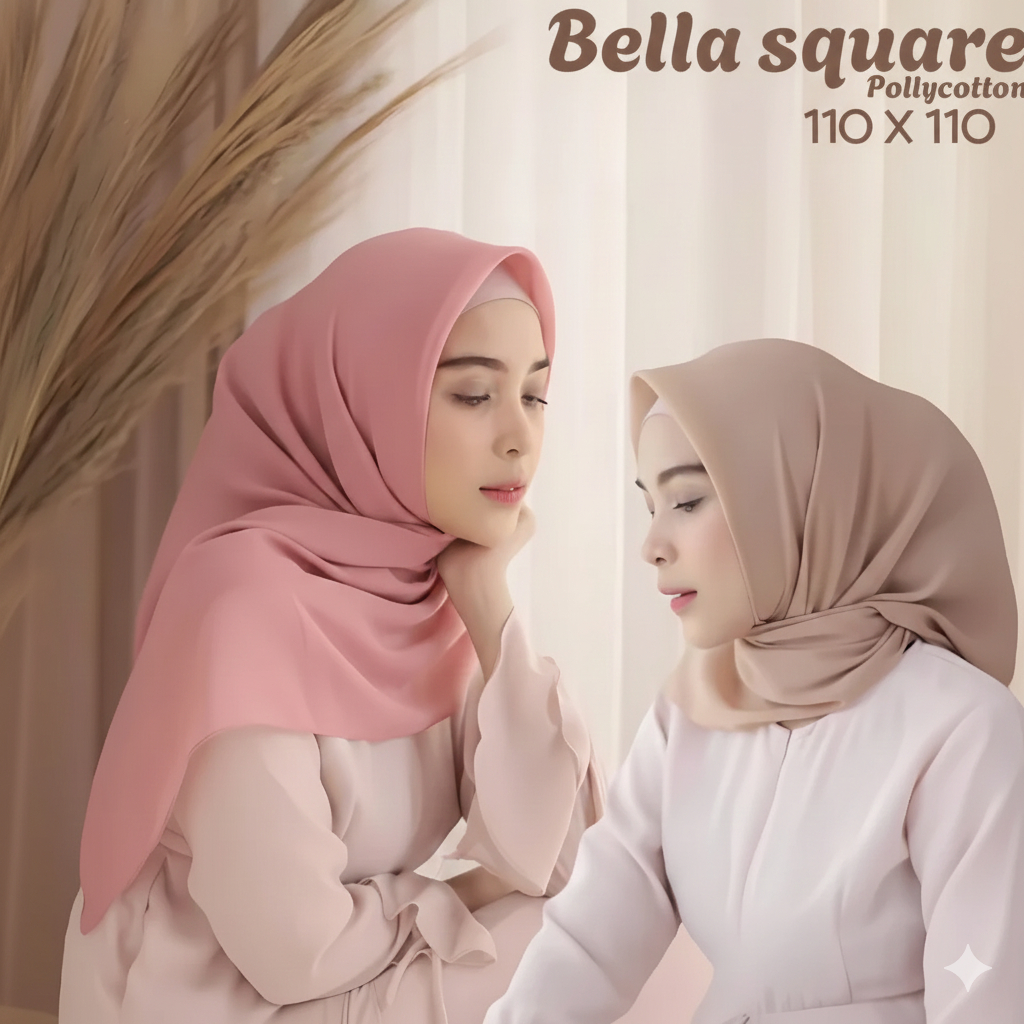 Jual BELLA SQUARE POLLY COTTON PREMIUM ANTI LETOY, HIJAB SEGI EMPAT ...
