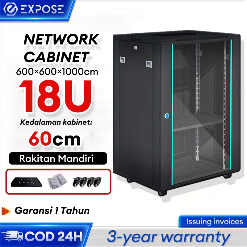 Jual Rack Server 18U 60×60×100 cm Single Glass Door | Untuk Server Room ...