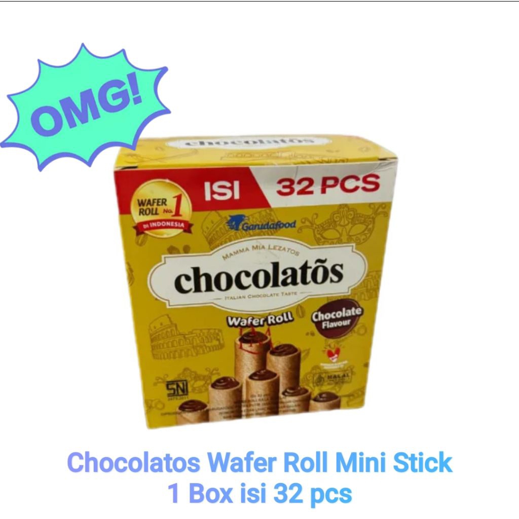 Jual chocolatos wafer roll mini stick | 1 box isi 32 pcs | Shopee Indonesia