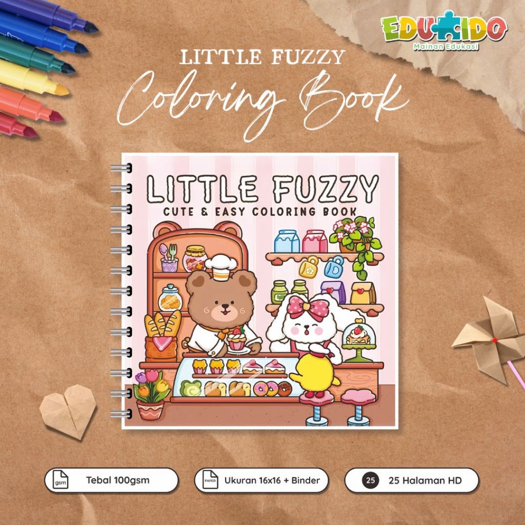 Jual Little Fuzzy Coloring Book aesthetic for Adults and Teens buku ...