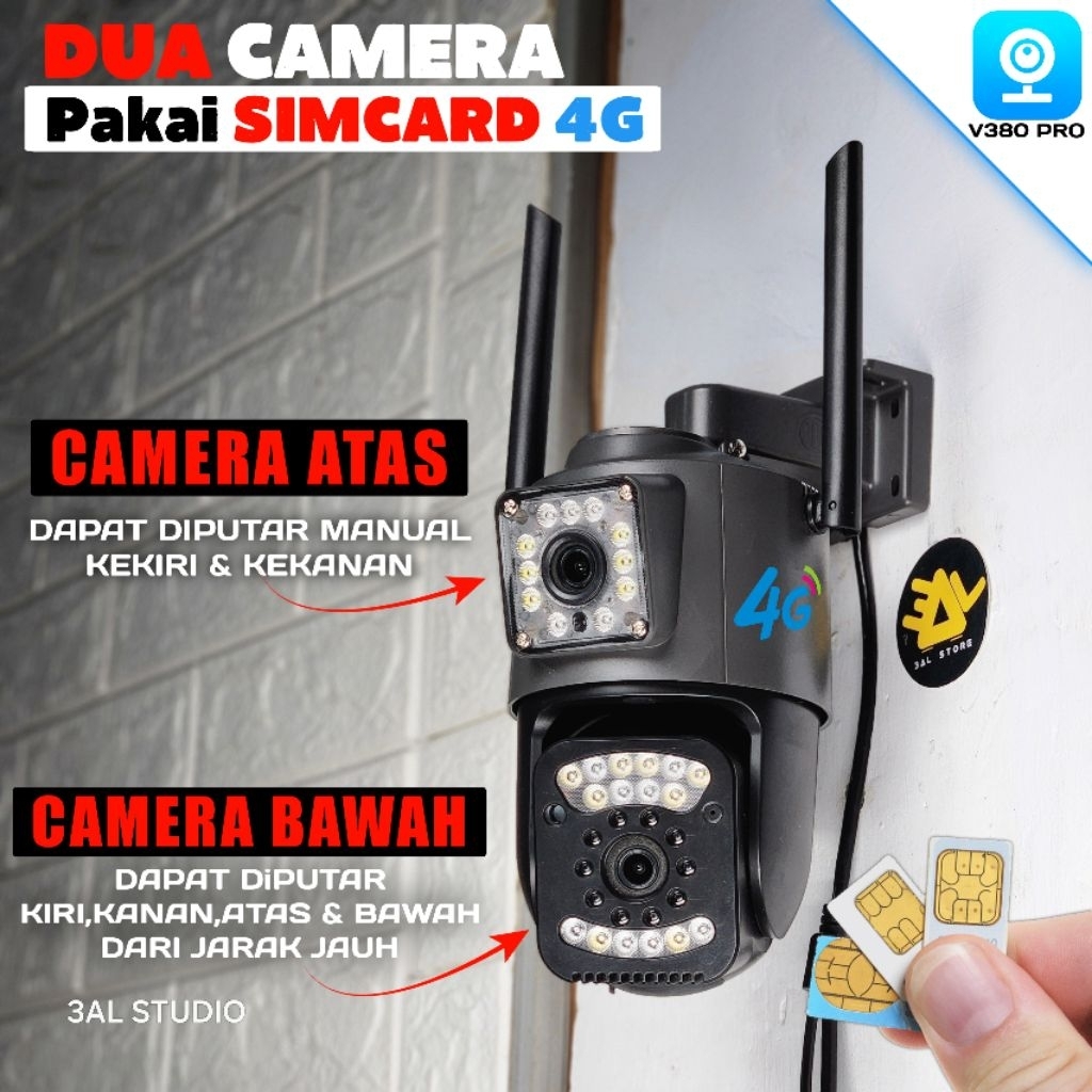 Jual CCTV Franwell V6 4G - PAKAI KARTU SIM (V380 PRO DUA KAMERA & ANTI ...
