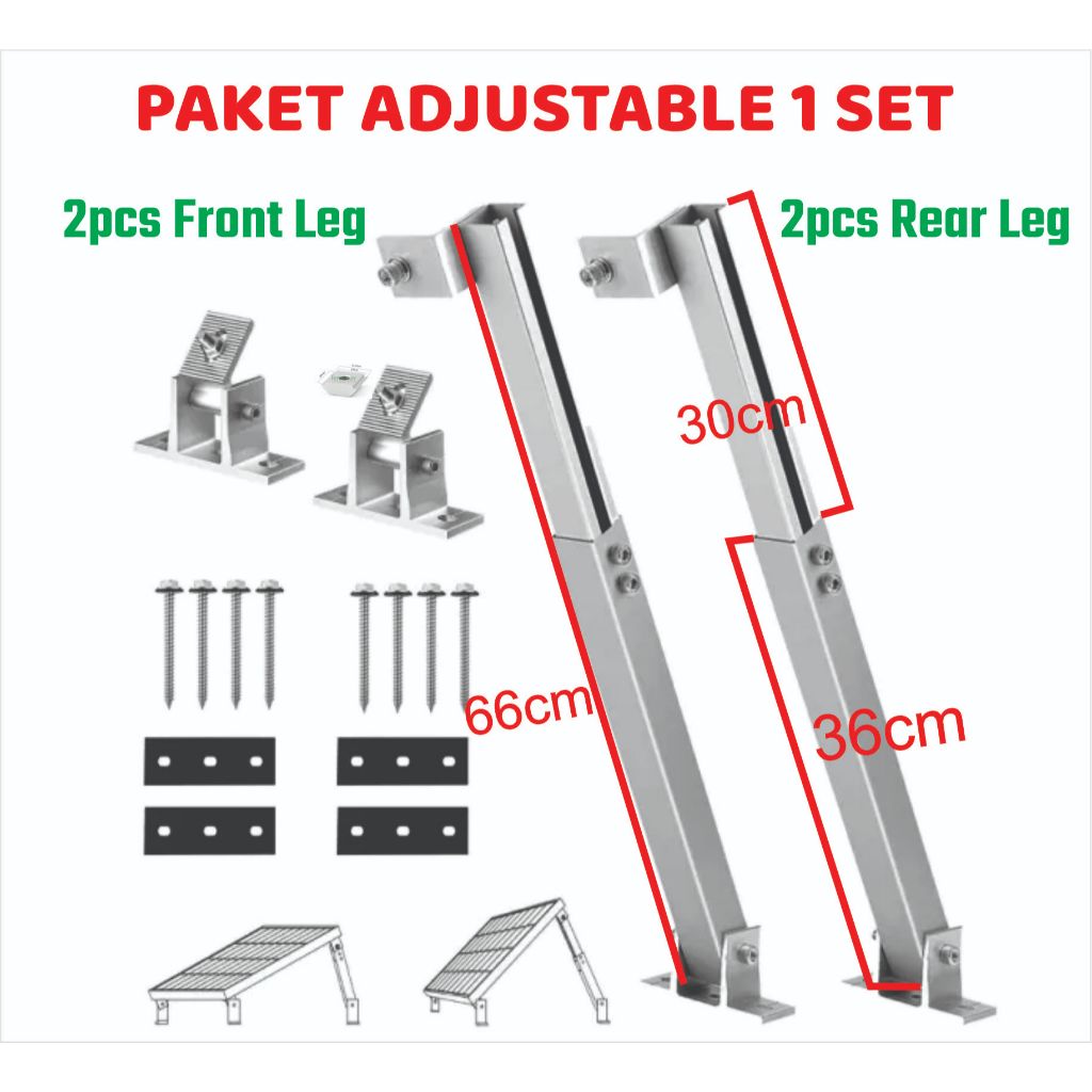 Jual Paket Adjustable Rear Leg Bracket Panel Surya Mounting PV | Shopee ...