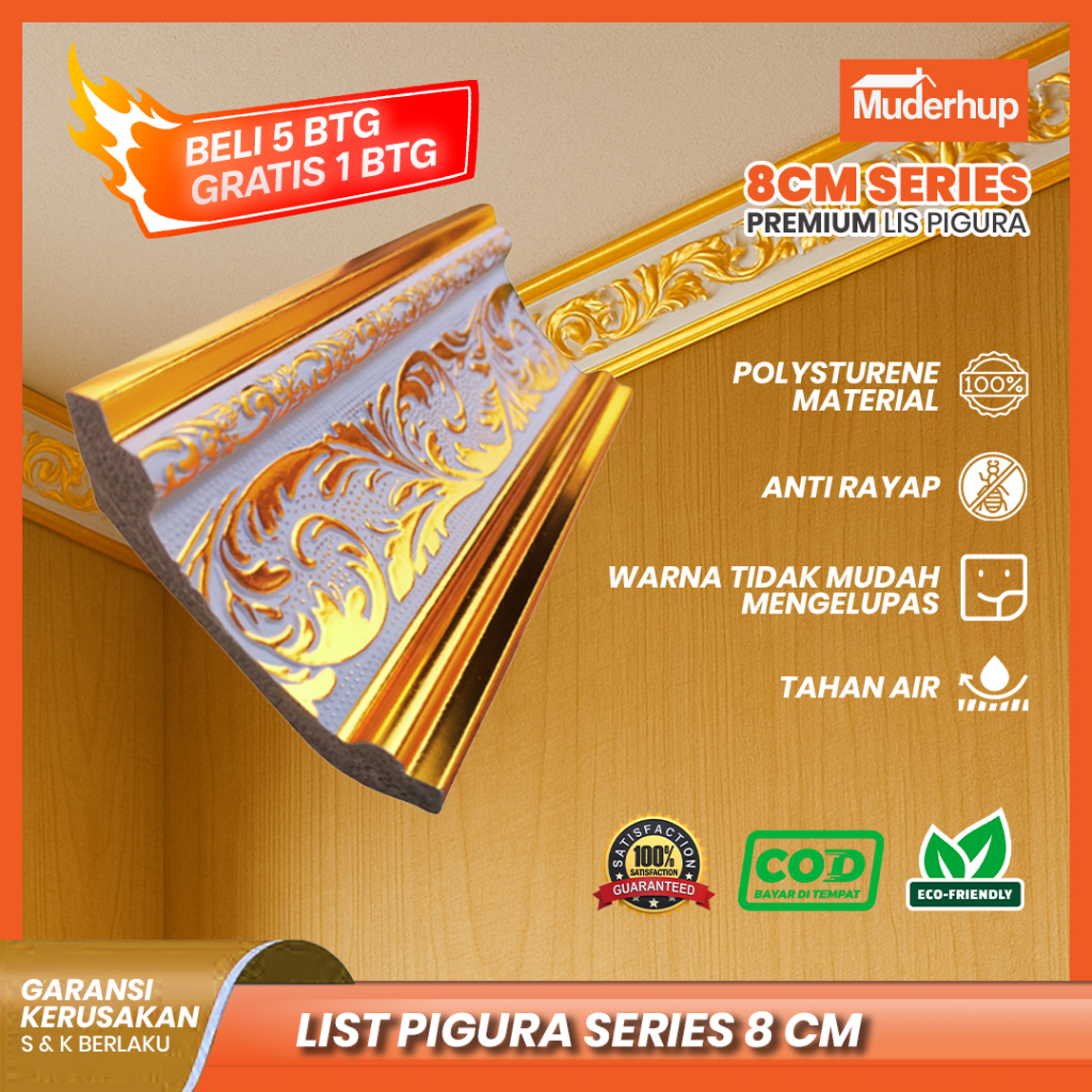 Jual Muderhup interior Bingkai Lis Pigura / Lis Plafon pvc / Lis Profil ...