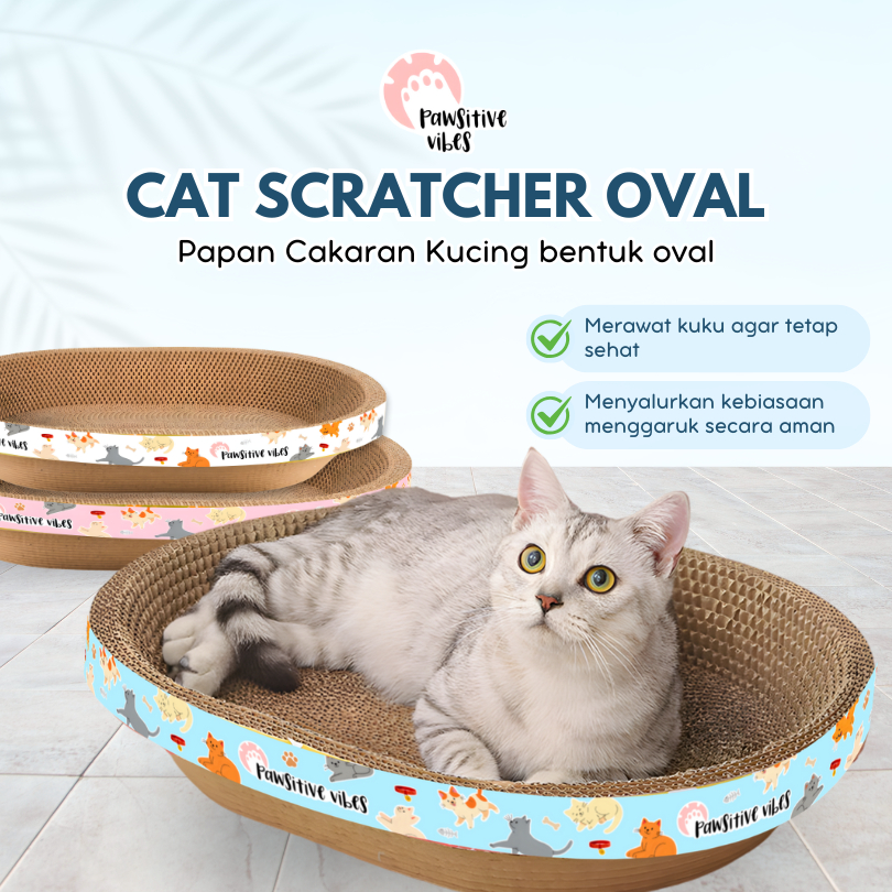 Jual Pawsitive Vibes Papan Garukan Kucing Bentuk Oval Cat Scratch Board ...