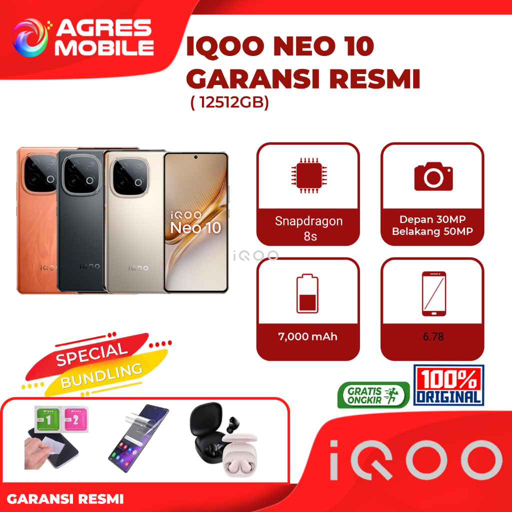 Jual [NEW] iQOO Neo 10 16/512GB, 1st Snapdragon 8s Gen 4 + Q1 (Dual ...