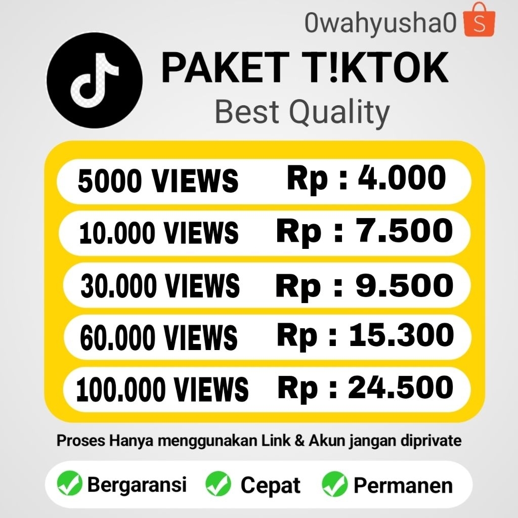 Jual VIEWS View Viewers VIDEO VT TlKTOK REAL PERMANEN BERGARANSI ...